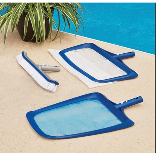 Mainstays 3 Piece Pool Maintenance Kit, 3PC Kit with Brush, Skimmer and ...