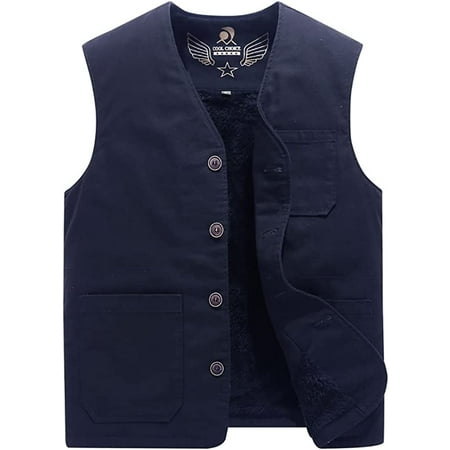JOYWEI Men's Cowboys Vest Cotton Outdoor Warm Plush Lined Lightweight ...