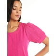 Time And Tru Womens Cotton Top With Puff Sleeves Sizes Xs Xxxl