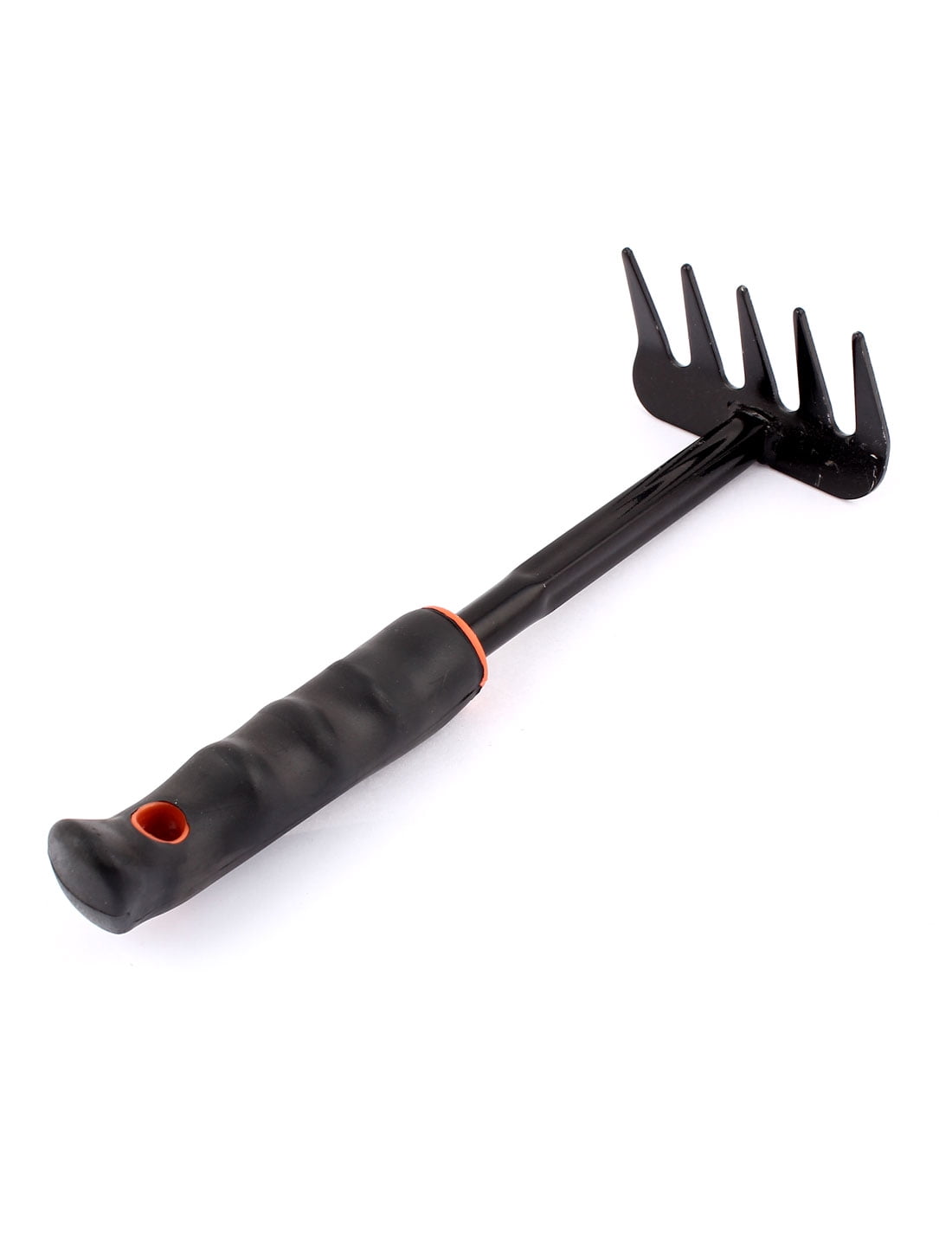 Plastic Coated Metal Head Handheld 5 Teeth Garden Rake Hand Tool Black ...