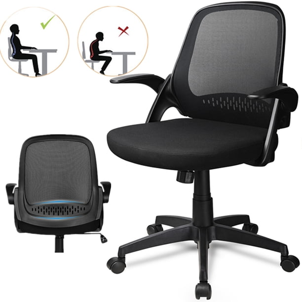 Ergonomic Office Task Chair with Flip-up Armrests and High-Density Foam ...