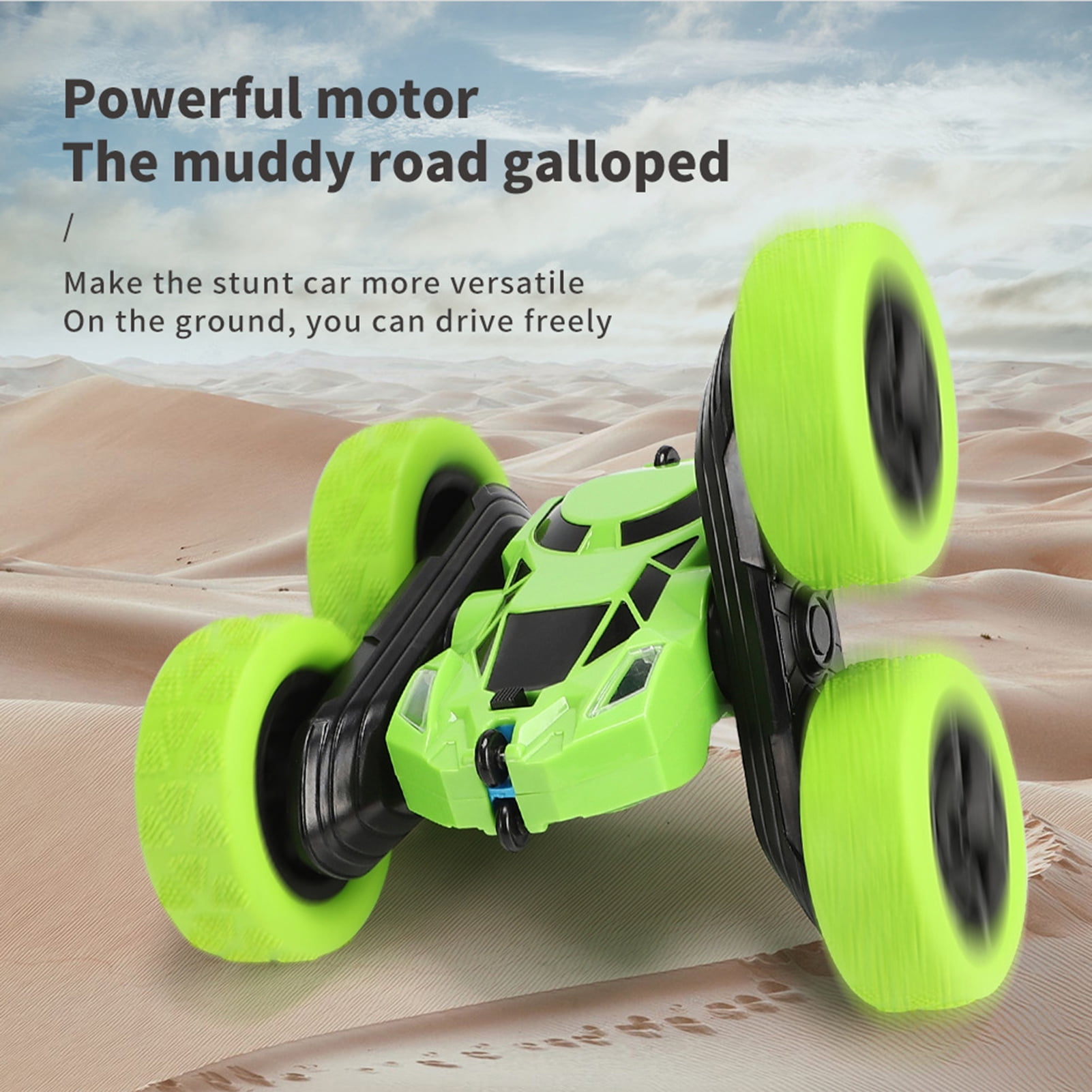 Travelwant Remote Control Car Double Sided 360°Rotating 4WD RC Cars with Headlights 2.4GHz ...