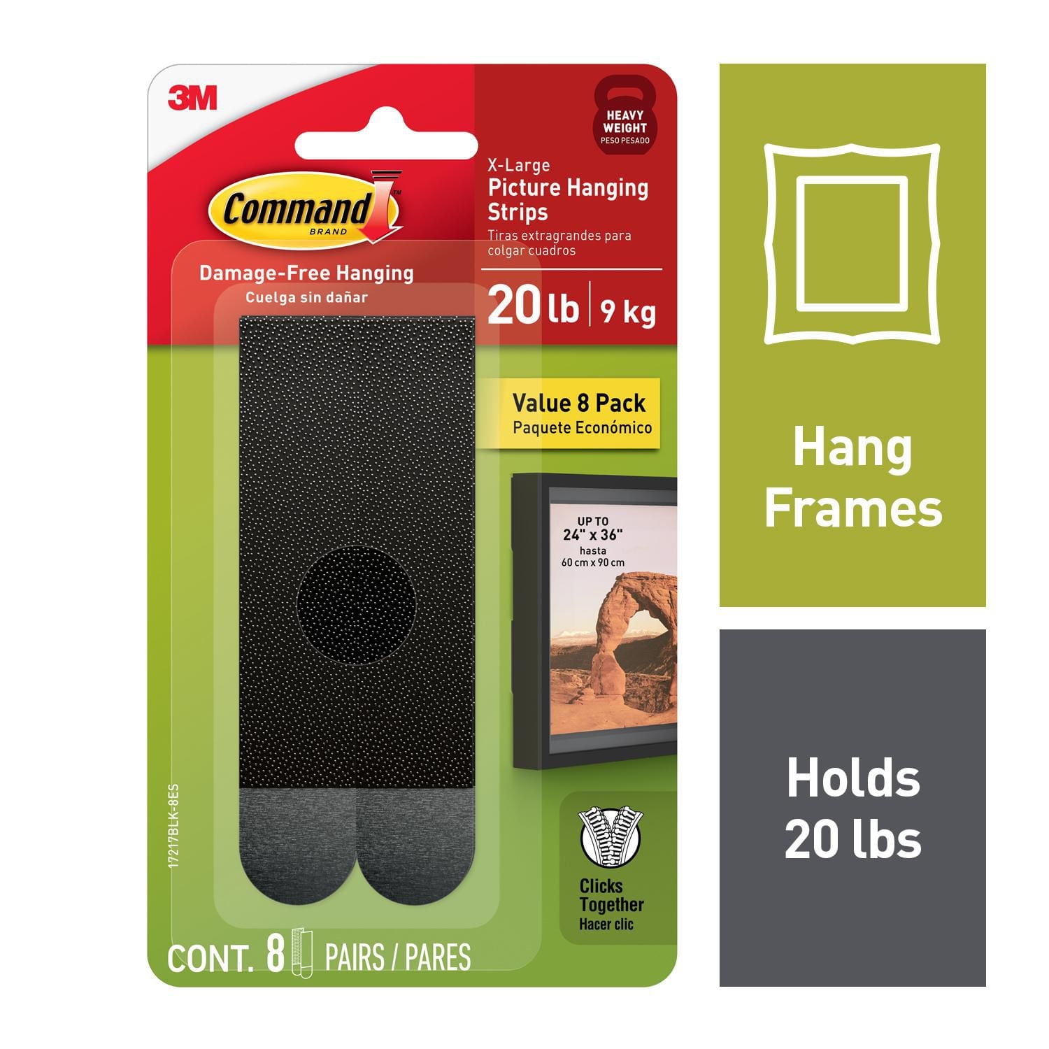 Command Picture Hanging Strips, 17217BLK-8EF, Hanging Strips 17217BLK ...