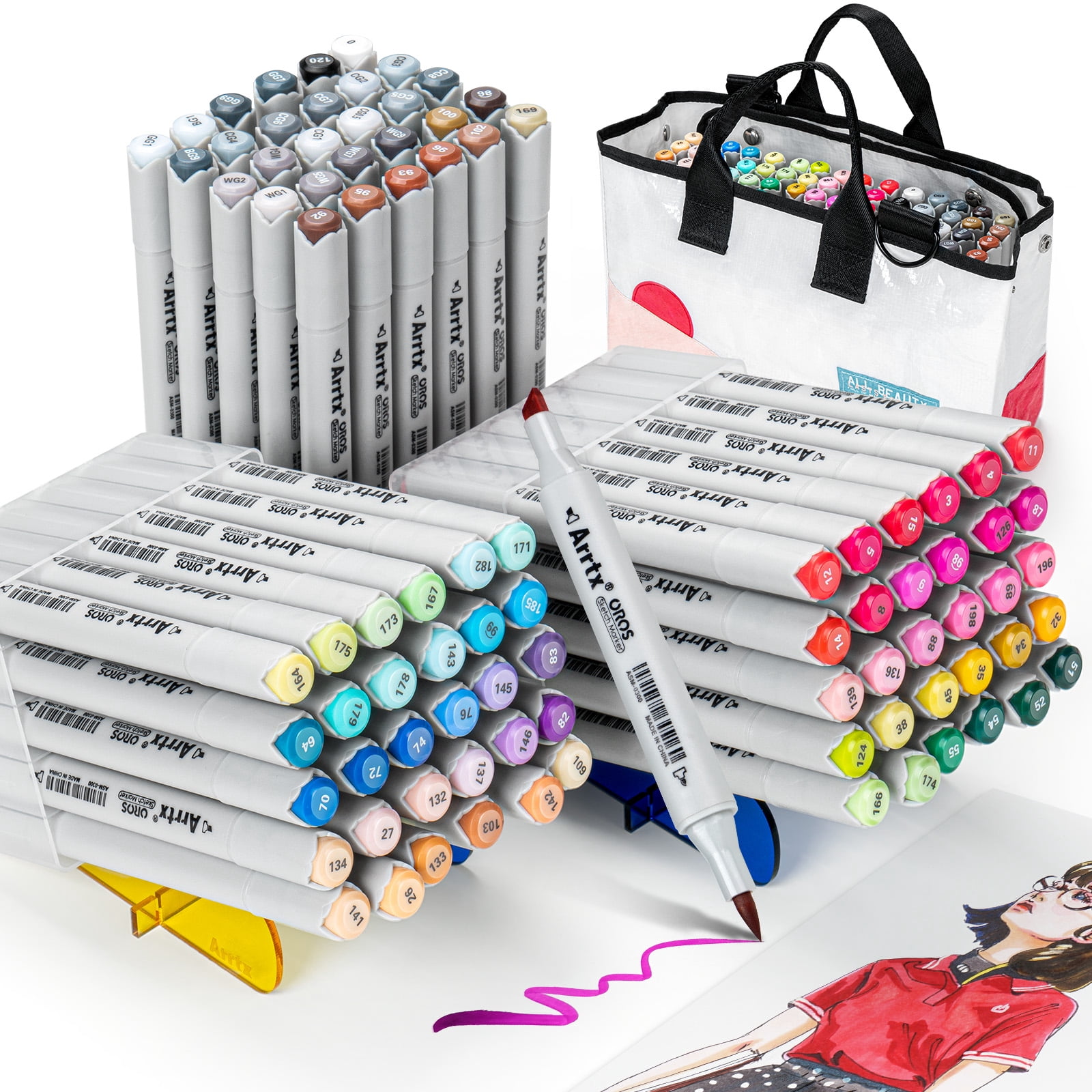 Arrtx OROS Markers 90 Colors Alcohol Brush Markers Dual Tips Permanent Arrtx OROS Markers 90 Colors Alcohol Brush Markers Dual Tips Permanent