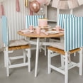 Cyan and White Striped Chair Back Covers Set of 4 Gradient Removable ...