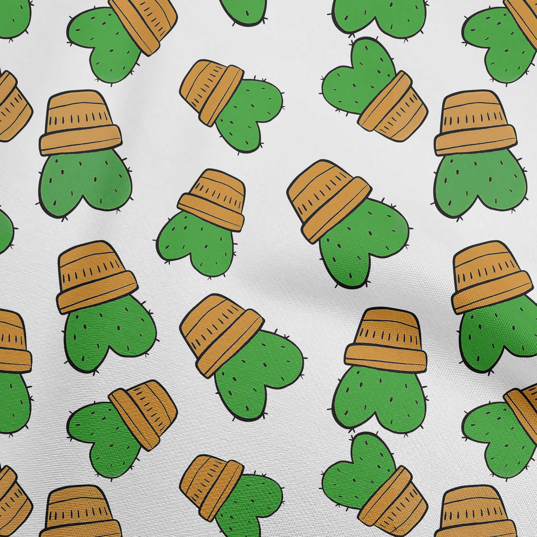 oneOone Cotton Silk Green Fabric Cactus Fabric For Sewing Printed Craft ...