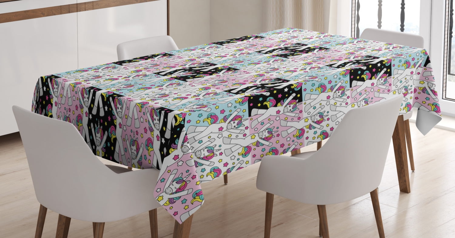 Ambesonne Unicorn Party Tablecloth Rectangular Table Cover, Cartoon ...