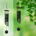 Aoujea 26.77” Black Wood Metal Vintage Wind Chime, 6 Tubes Deep Tone ...