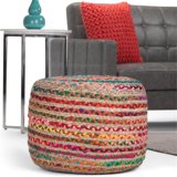 Margo Decorative Woven Pouf, Bohemian Accent, Multi Color Braided Jute ...