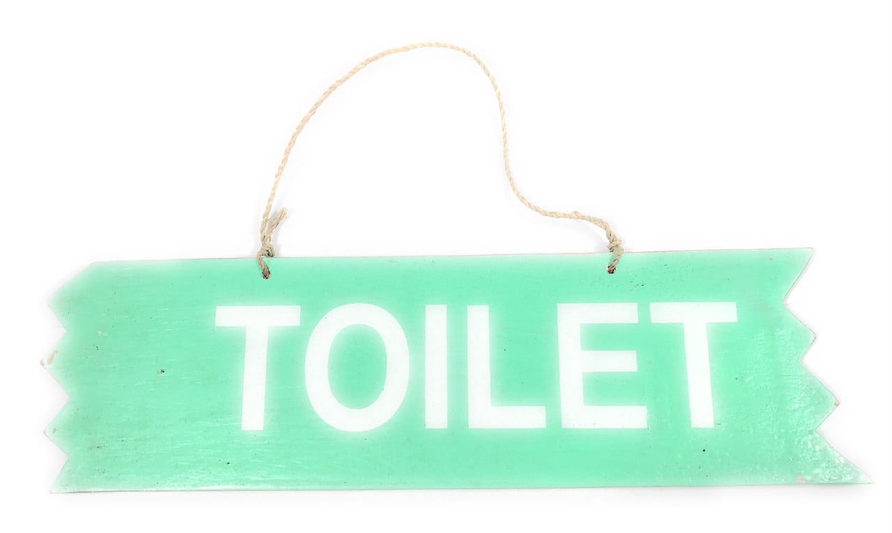 Cute "Toilet" Wooden Sign 12" X 4" - Turquoise | #snd25112t - Walmart.com