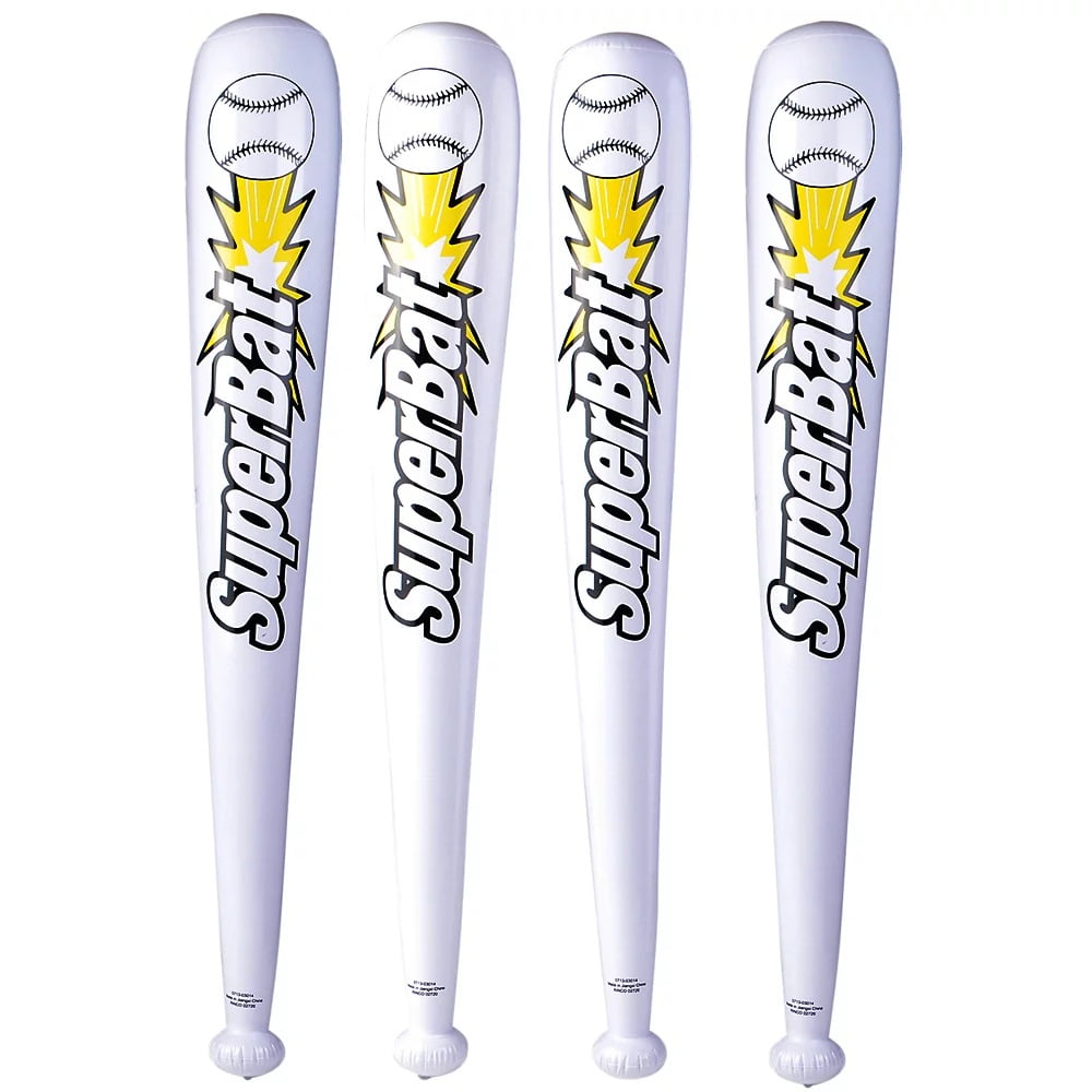 Inflatable Baseball Bats (White Super Bat) 4 Pieces (Huge - 42 Inches ...