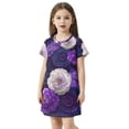 BZSMCE Short Sleeve dress Dress Casual Cotton Dresses-Purple White ...