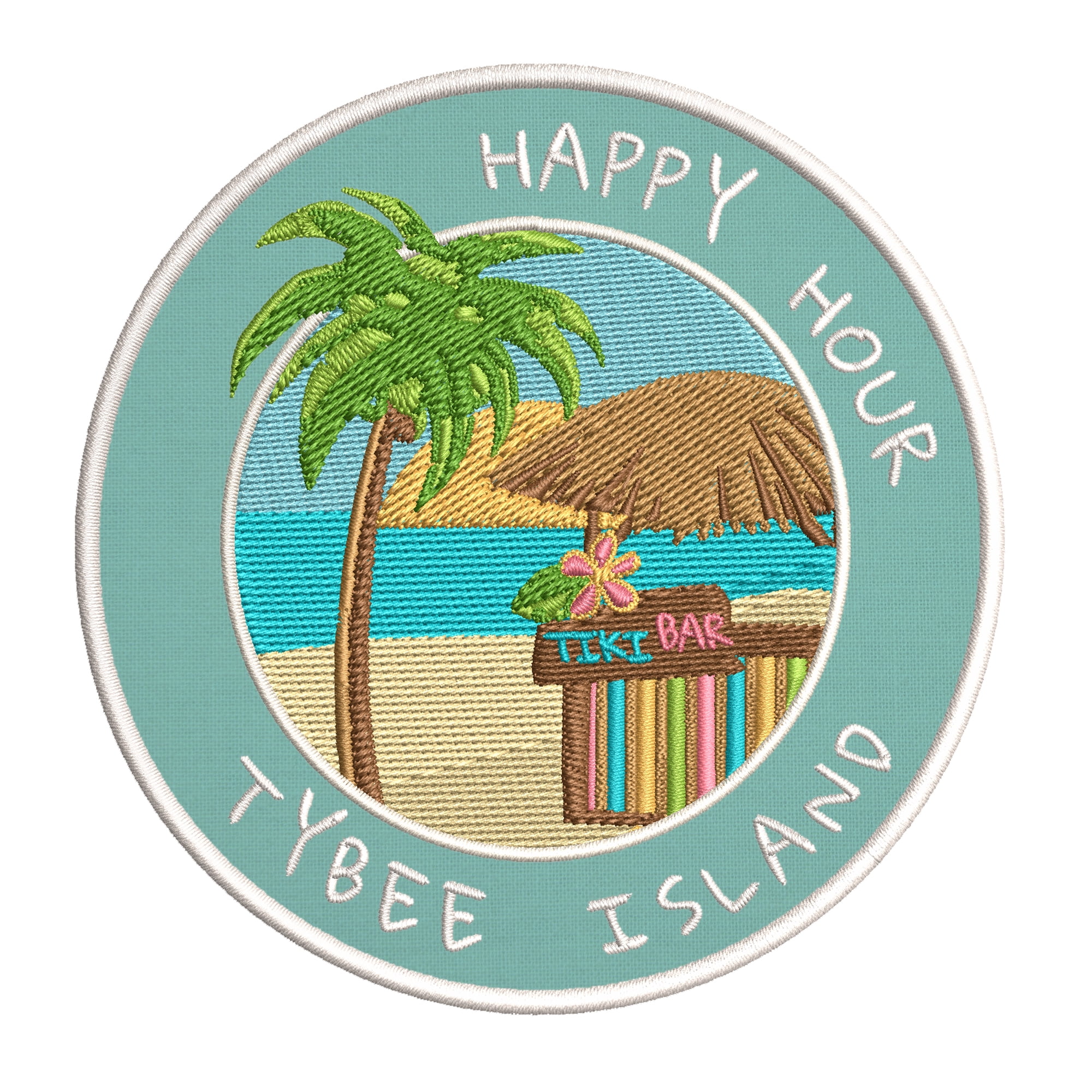 Happy Hour! Tybee Island, Georgia 3.5 Inch Iron Or Sew On Embroidered ...