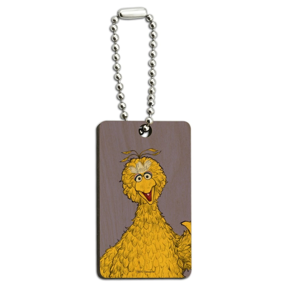 Sesame Street Vintage Big Bird Wood Wooden Rectangle Keychain Key Ring ...