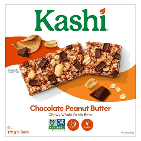 KASHI Whole Grain Bar, Chocolate Peanut Butter, 175g, 5 bars, 175g, 5 ...