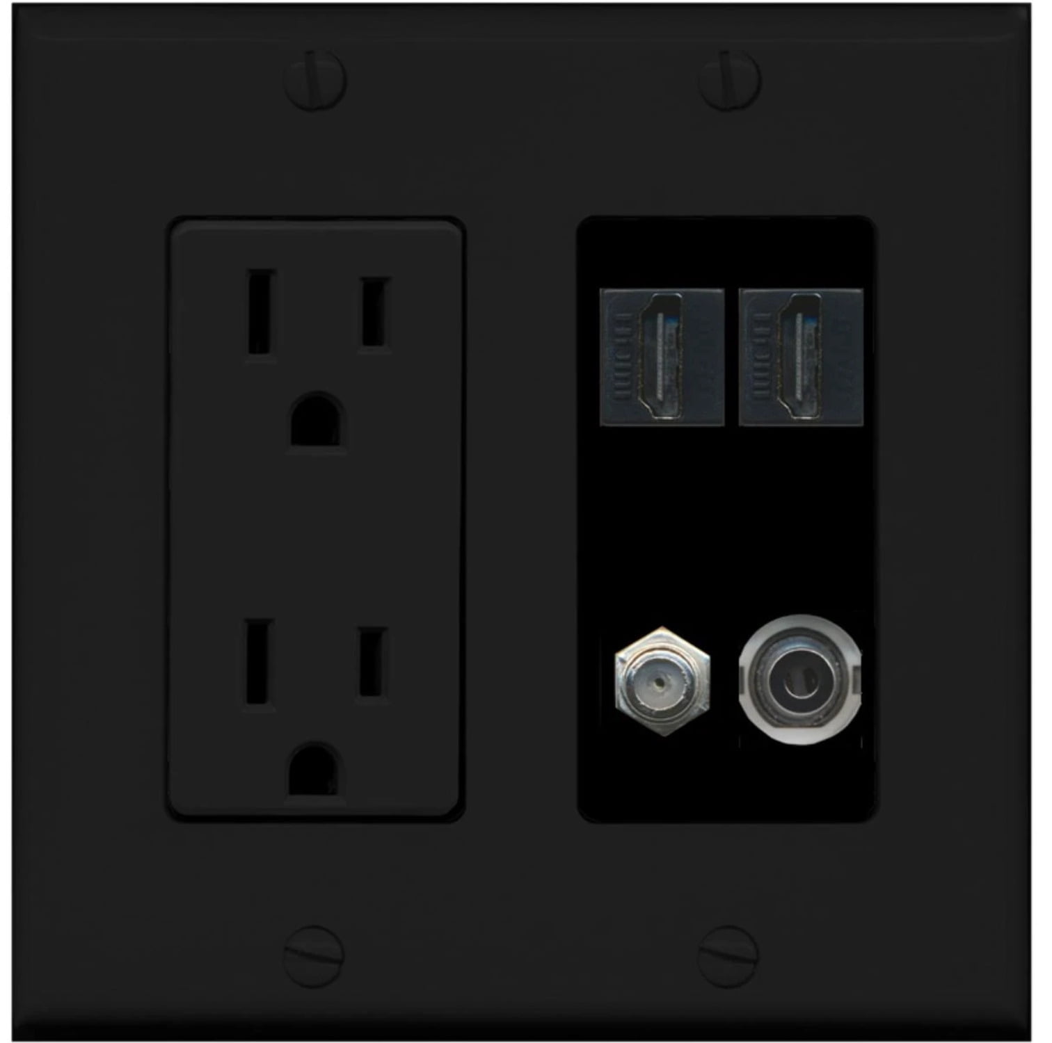 Ultra Spec Cables 2 Port HDMI 1 Coax 3.5mm Headphone Wall Plate w/Power ...