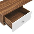 Modway Transmit 55" Wall Mount Corner Wood Office Desk in Walnut White ...