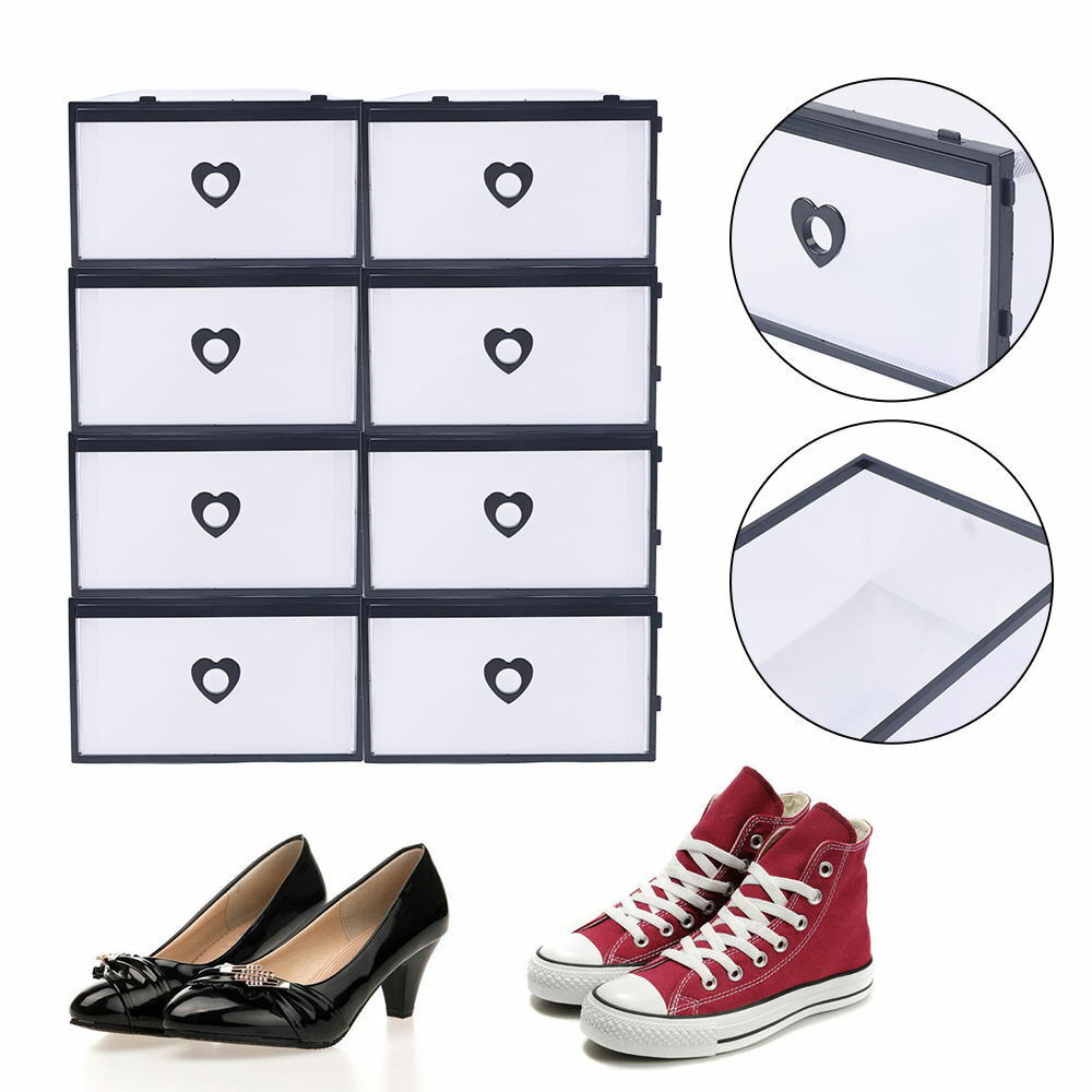 24pcs Shoe Boxes Set Foldable Storage Plastic Home Organizer Rack Stack ...