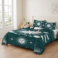 King Quilt Bedding Set Sun Moon on Green Background Breathable Summer ...