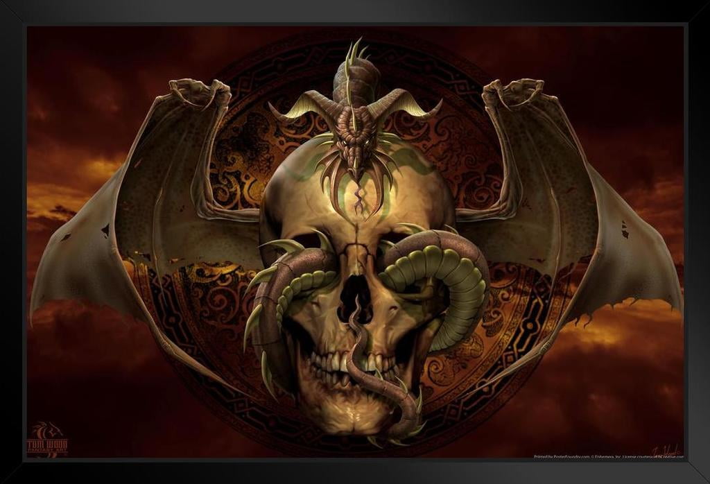Dragons Dissent Skull Dragon Symbol by Tom Wood Fantasy Poster Medieval ...
