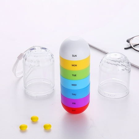 7 Day Pill Cup Box Case Medicine Organizer Tablets Holder Dispenser ...