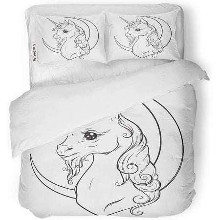 3 Piece Bedding Set Little Unicorn And Crescent Moon Coloring Book ...