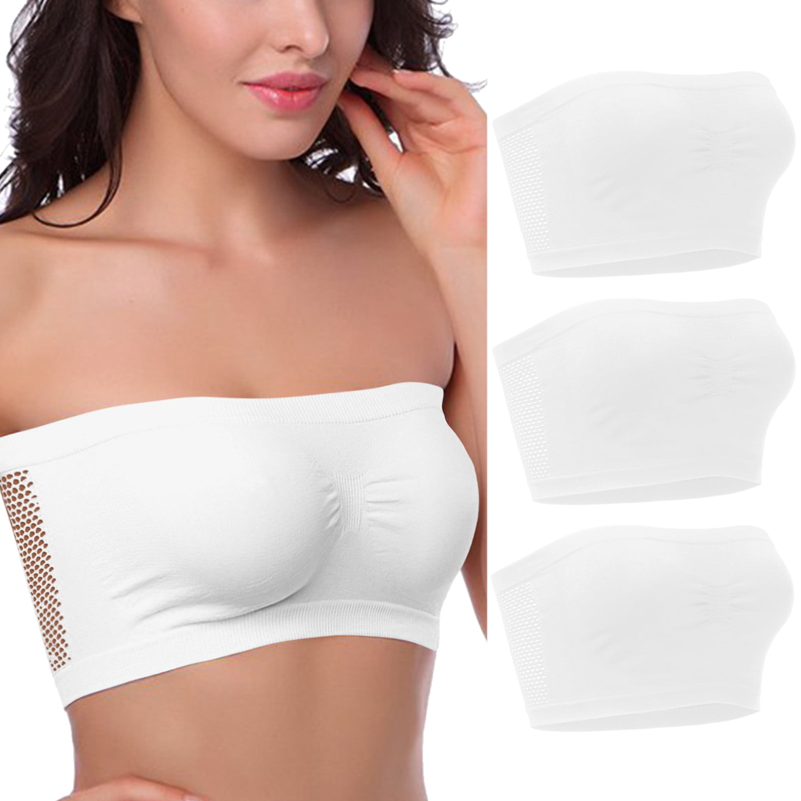 Jdefeg Organizer Stand 3 Pieces Womens Non Padded Bandeau Sprots Bra