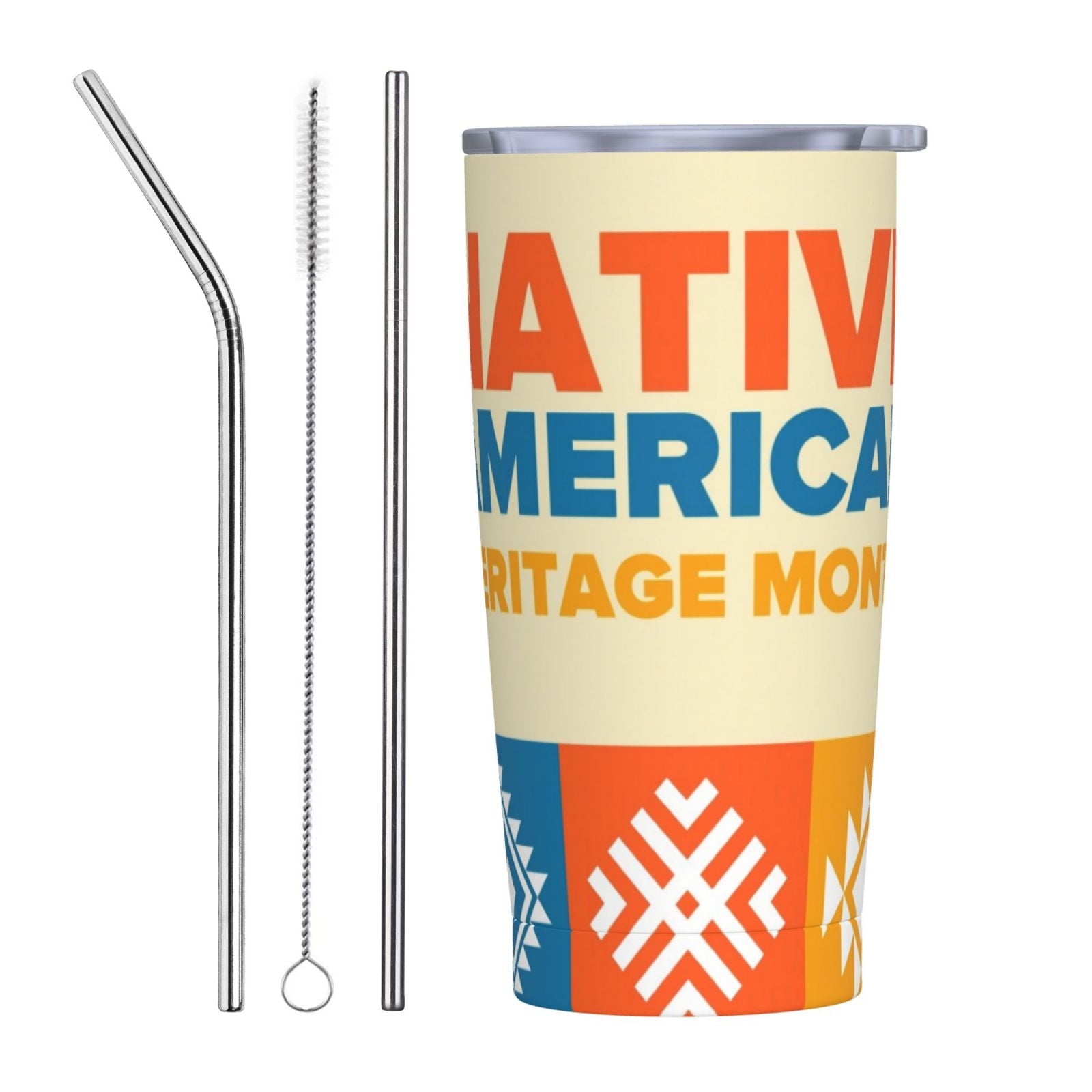 Vaso de acero inoxidable con tapa y orgullo indígena, para el mes de la ...