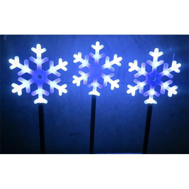 ALP- Snowflake Flashing Garden Stakes 12 LED per stake - Set of 3 ...