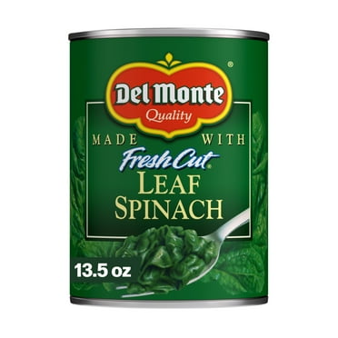 Del Monte Canned Leaf Spinach, 13.5 Oz, 2 Pack, Fresh Cut, Shelf-Stable ...