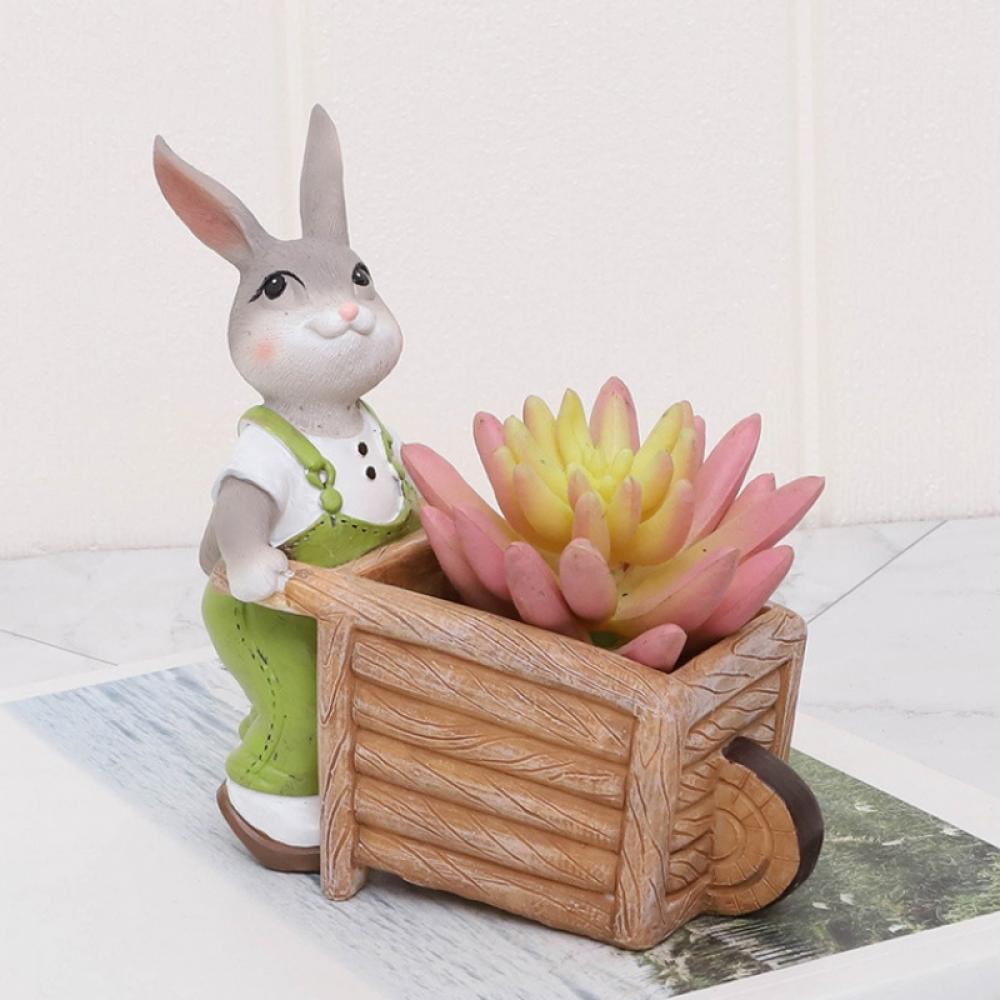 Garden Statues Rabbit Succulent Planter Flower Pot for Outdoor Balcony ...