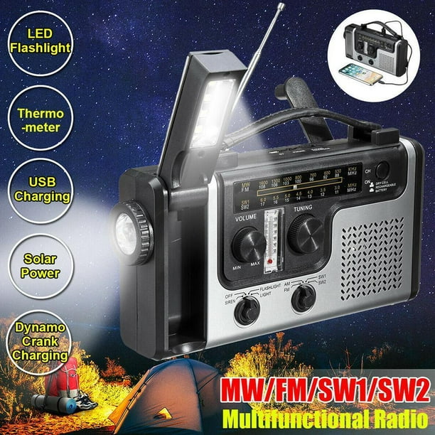 AM FM SW1 SW2 Radio multibanda Radio de emergencia multifuncional para exteriores Radio ligera ...