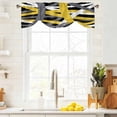 Abstract Art Tie Up Valance Curtains Yellow White Black Gray Line ...