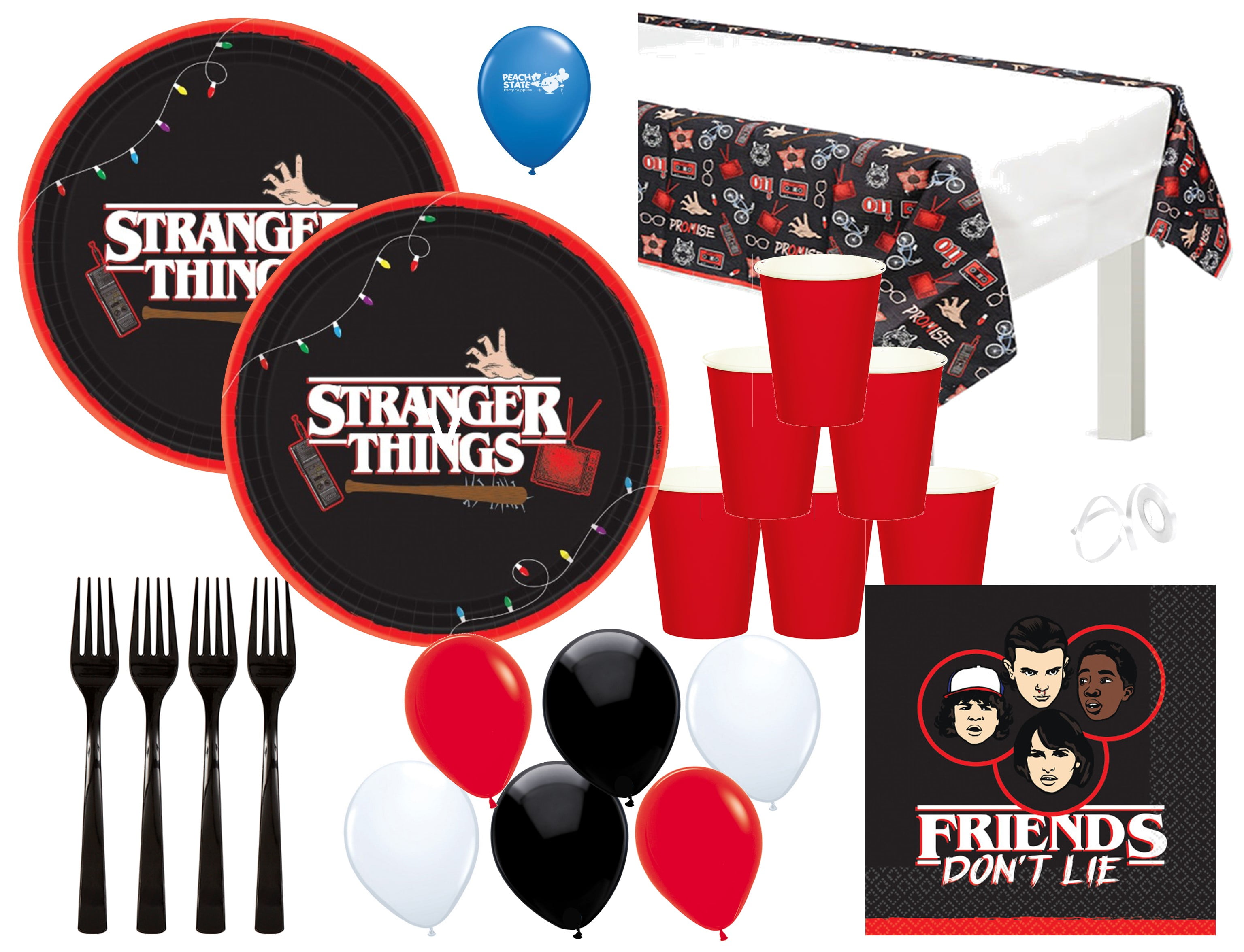 Stranger Things Party Supply Pack with Plates, Napkins, Cups, Table ...