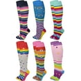 Ayla Colorful Rainbow Strips Design Knee High Socks for Kids, Big Girls ...