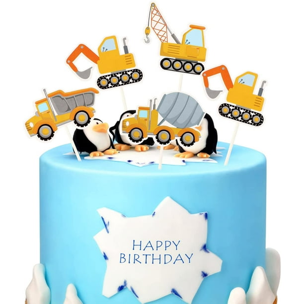 CPDD 24pcs Construction Truck Birthday Cake Toppers Excavator ...