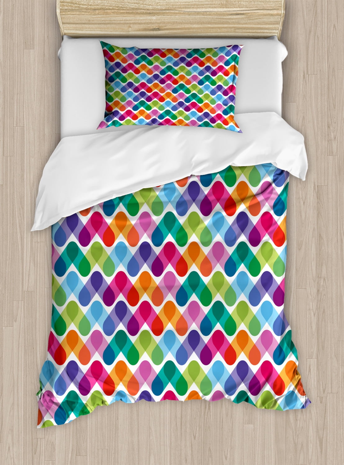 Colorful Twin Size Duvet Cover Set, Lively Mixture of Colors with ...