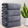 ARLAJO 4 Pack Dark Gray Stripe Large Bath Towels Set Oversized ...