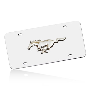 Ford Mustang Logo On Mini License Plate (Black on Chrome) - Walmart.com