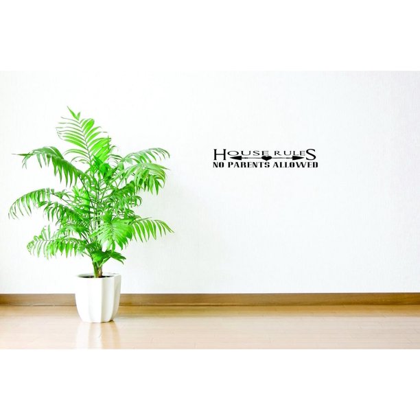 Custom Wall Decal Sticker - House Rules No Parents Allowed Quote Kids ...