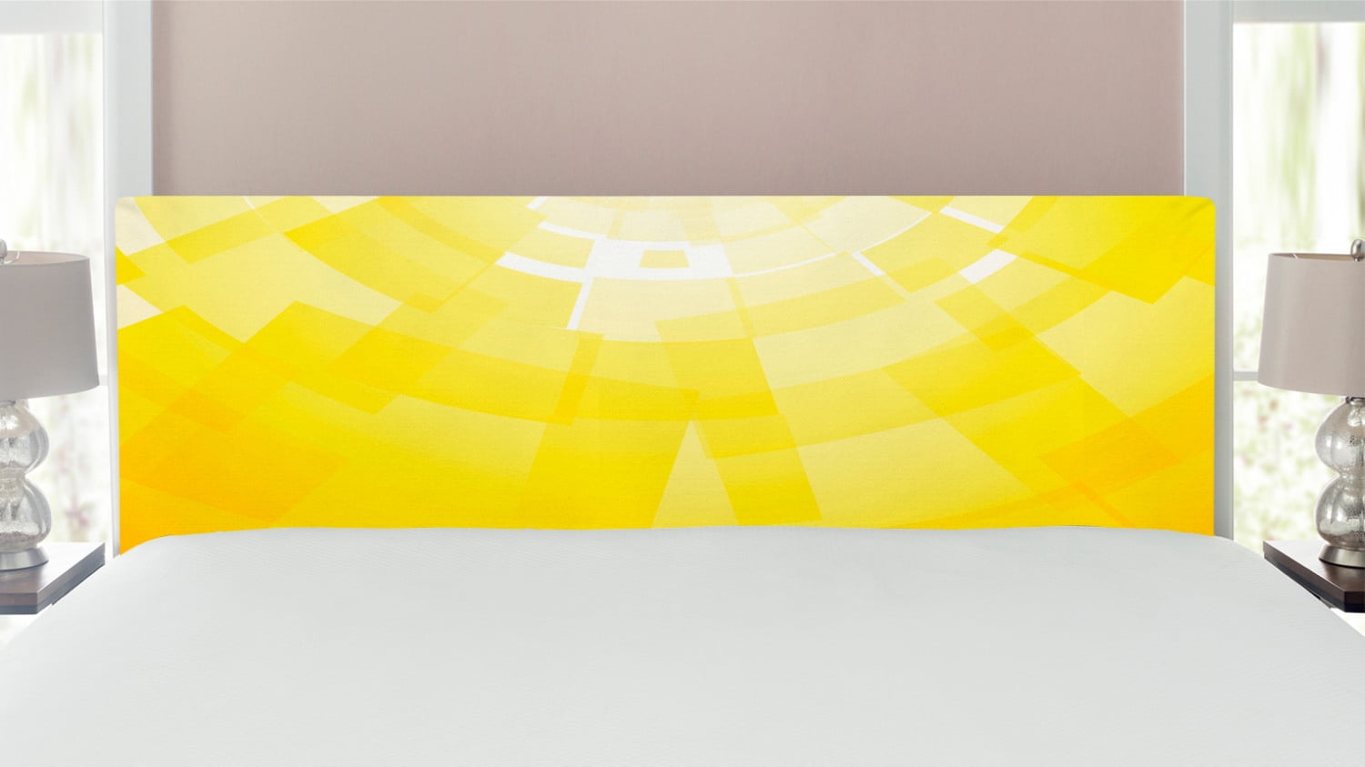 Yellow Headboard, Modern Circular Mosaic Motifs Digital Pixel Featured ...