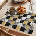 Black Gold Mosaic Cotton Linen Placemats Set of 8, Rustic Abstract ...