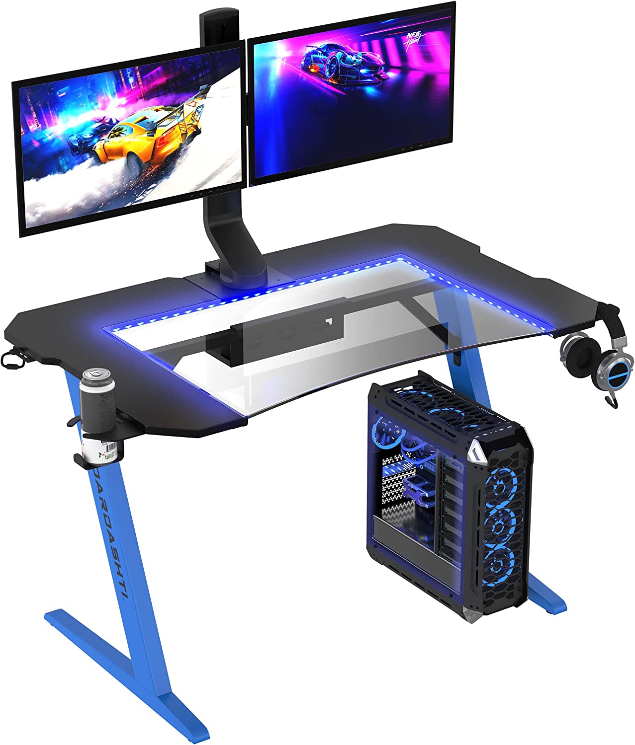 DiDiBest Computer, Home Office Gaming Table Z Shaped Gamer Workstation ...