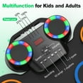Electronic Drum Set for Kids, 9 Roll-up MIDI Drum Kit with 2 Speakers ...