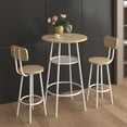 3-Piece Modern Bar Table Set with Stools & Shelf, Kitchen Counter ...