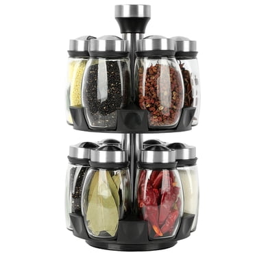 Rotating Spice Rack with Jars, Spinning Spice Rack Shelf, Revolving ...