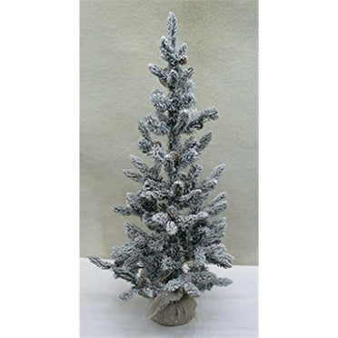 3 ft. Snowy Bristle Pine Tabletop Tree with Battery Operated LED Lights ...