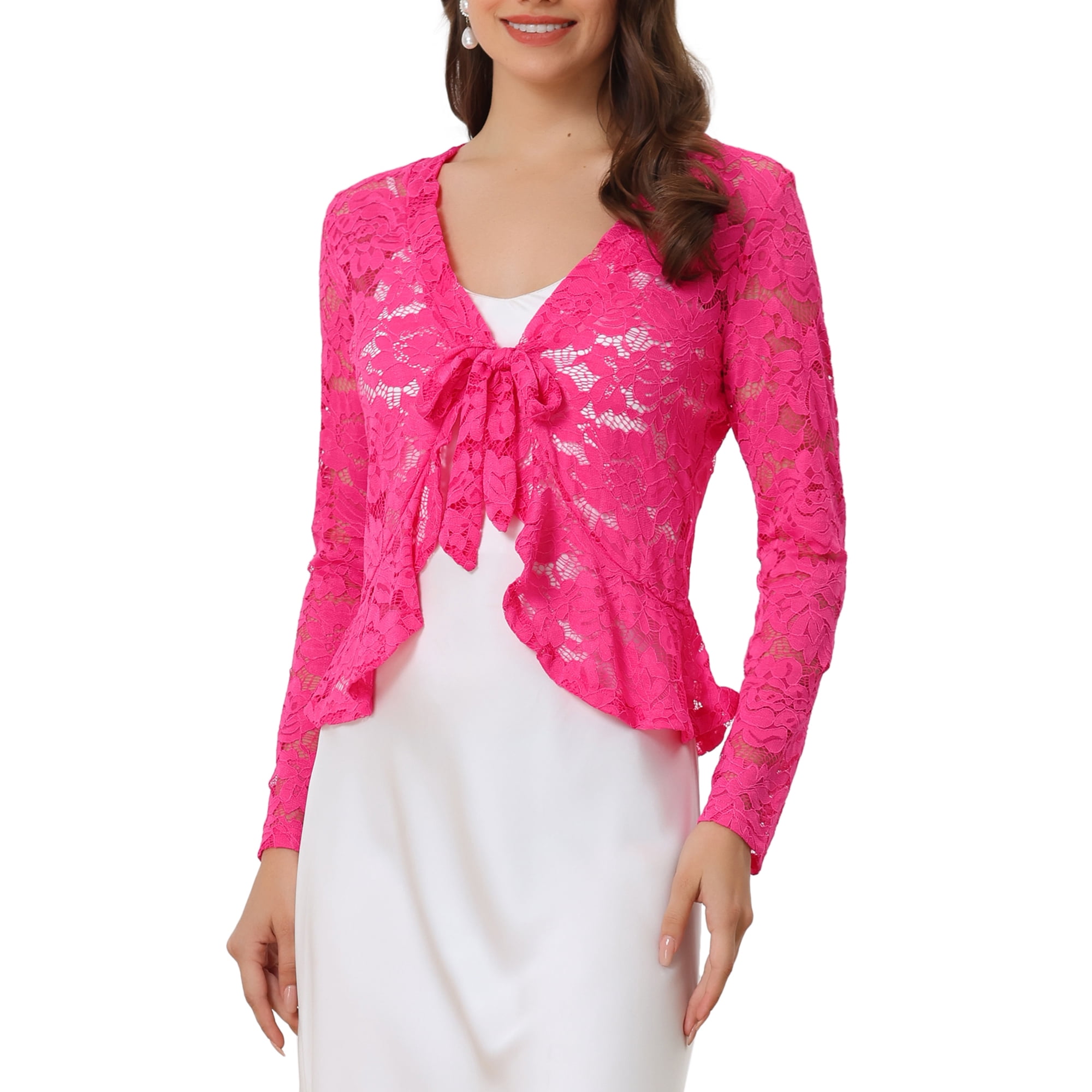 Click here for Inspire Chic Womens Floral Lace Cardigans Tie Fron... prices