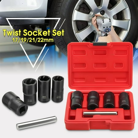 5pc Twist Socket Set 17mm 19mm 21mm & 22mm Damaged Rounded Worn Nut ...