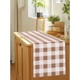 Brown White Square Plaid Table Runner 13x72in Non-Slip Cotton Linen ...